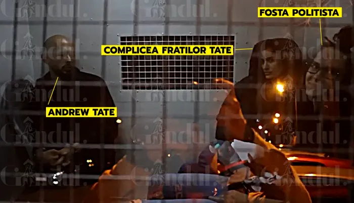 Primele imagini cu Andrew Tate și fosta polițistă, încătușați în dubă ...