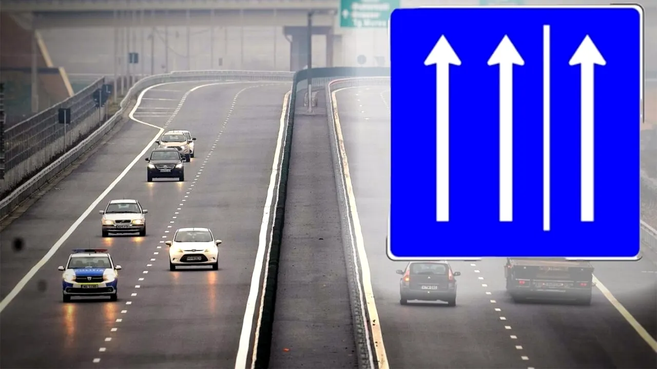 Ce înseamnă indicatorul rutier din imagine, cu trei săgeți albe. Unde ...