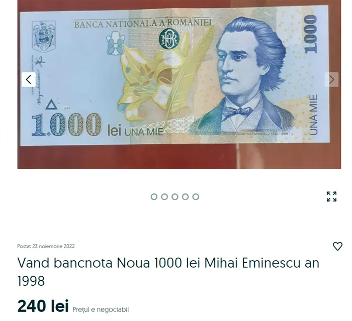 Mai știi celebra bancnotă de 100 de lei cu Mihai Eminescu?! Cu câți bani se vinde acum, în ...