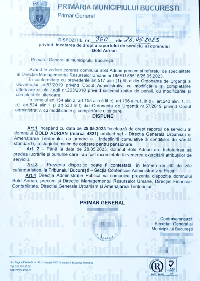 Motivul pentru care Nicușor Dan l-a trimis la pensie pe Adrian Bold