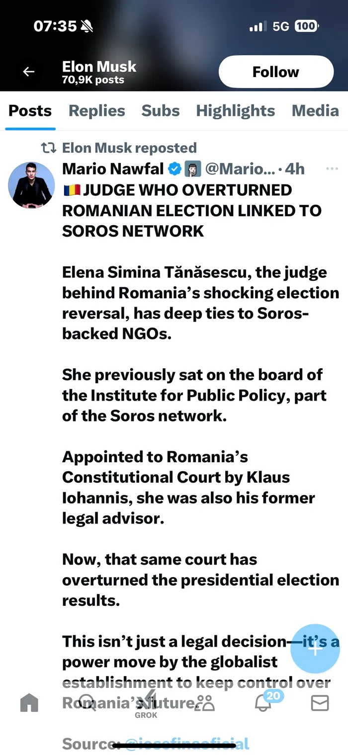 Călin Georgescu, sprijinit pe față de Elon Musk și Mario Nawfal ...